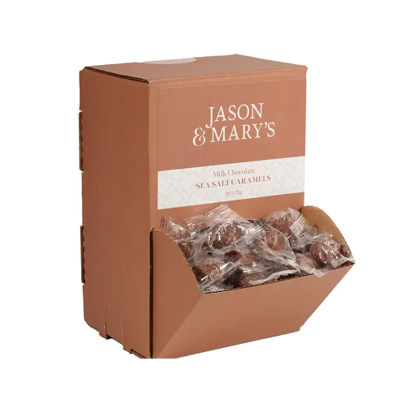 Jason & Mary's - GRAVITY FEED BOX - Milk chocolate sea salt caramels ...